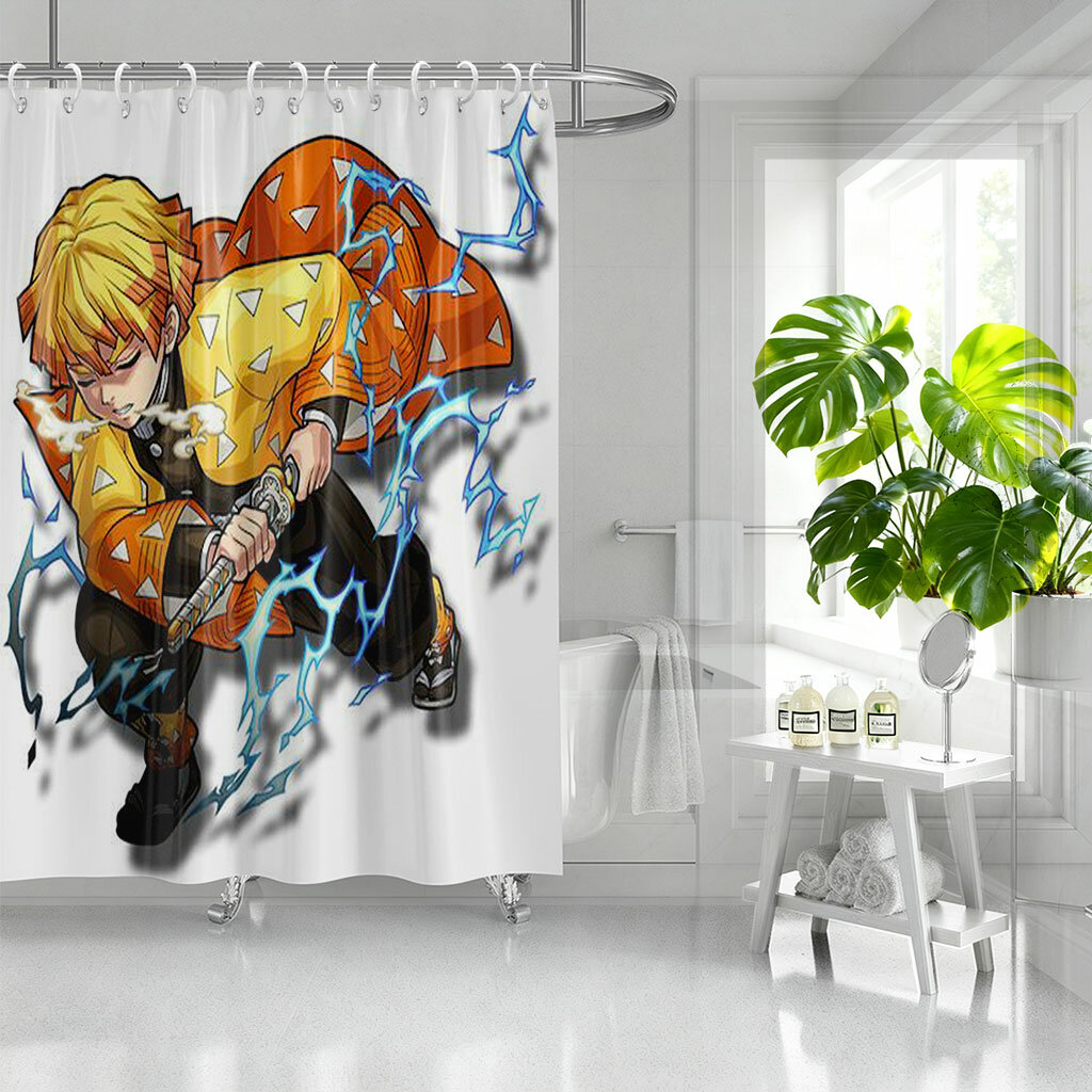 Анимационный принт можно использовать для настройки тканевых занавесок ванной комнаты, высота 180 см, ширина 180 см; Высота 200 см, ширина 200 см, 12 шт, крепкий крюк