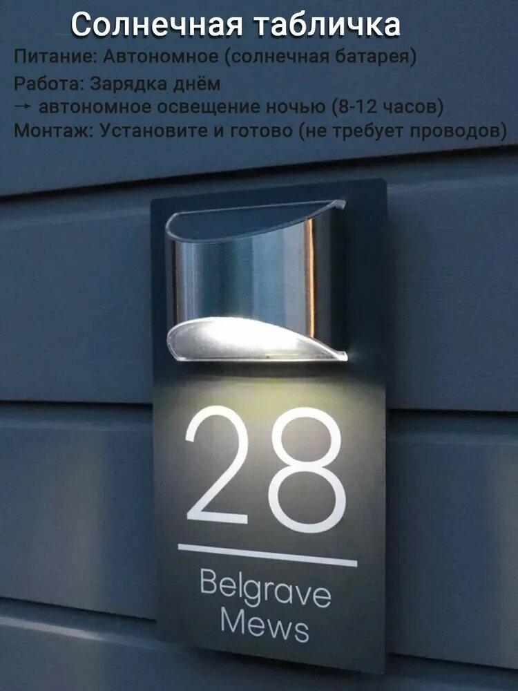 Солнечная 3D табличка на дом - акрил металл с подсветкой (гравировка, ажур)