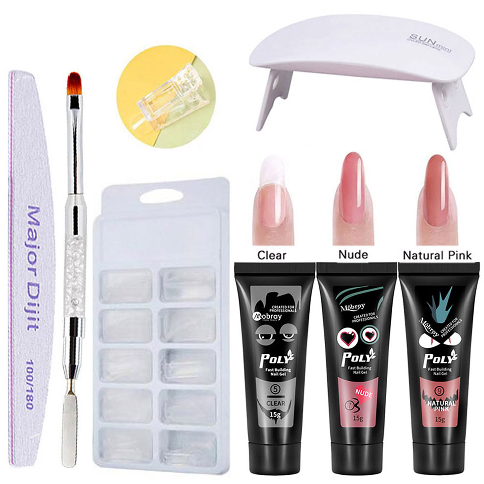 Клеи для ногтей 3 цвета быстрого высыхания инструменты для маникюра лампа для ногтей УФ формы для ногтей набор для наращивания ногтей 5 наборов вес 194г размер упаковки 190*150*100мм пылесось для ногтей 1 шт бокс с формами для ногтей 100 шт