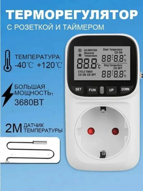 Терморегулятор/термостат до 3600Вт Для конвекторов, Универсальный, белый матовый