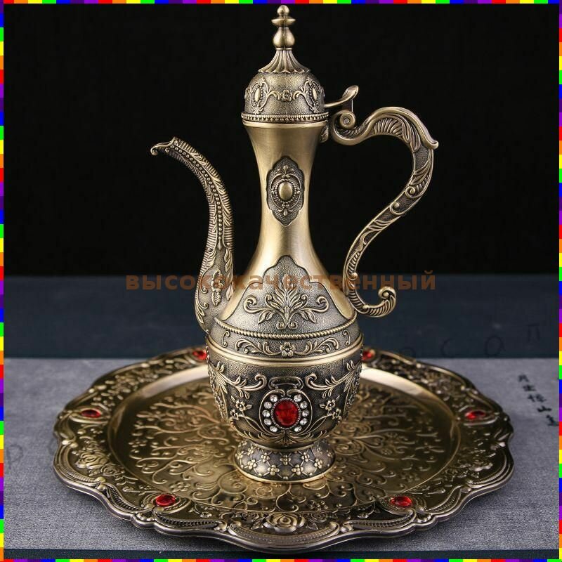 Элегантный кувшин 0,25 л с рубиновой гравировкой из натуральной меди