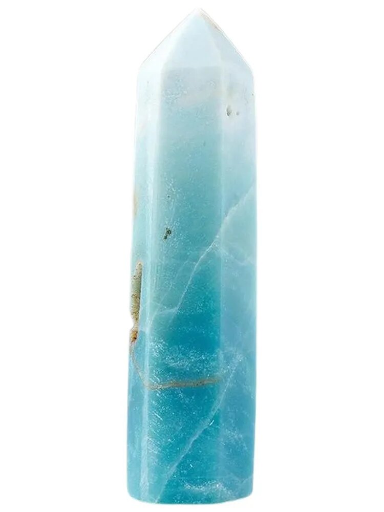 Натуральный небесно-голубой амазонит: шестигранный односторонний кристалл 8-11 см (80-140 г)