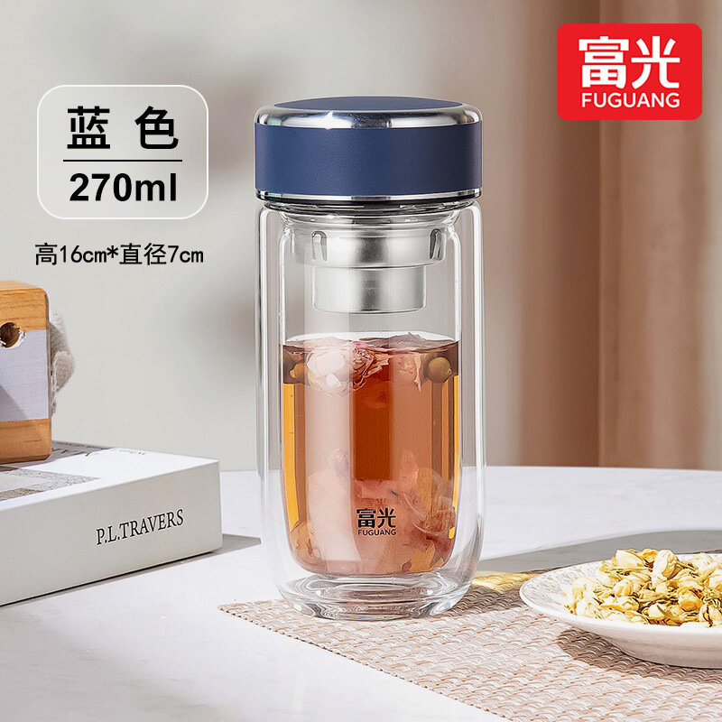 Двухслойная стеклянная чашка Fuguang, нерегулярная чашка в форме гусиного яйца, чашка для чая для мужчин и женщин, термостойкая утолщенная чашка для воды, оптовая печатная подарочная чашка