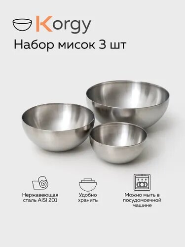 IKEA Миска 3600 мл, 1900 мл, 800 мл серебристый, 3 шт