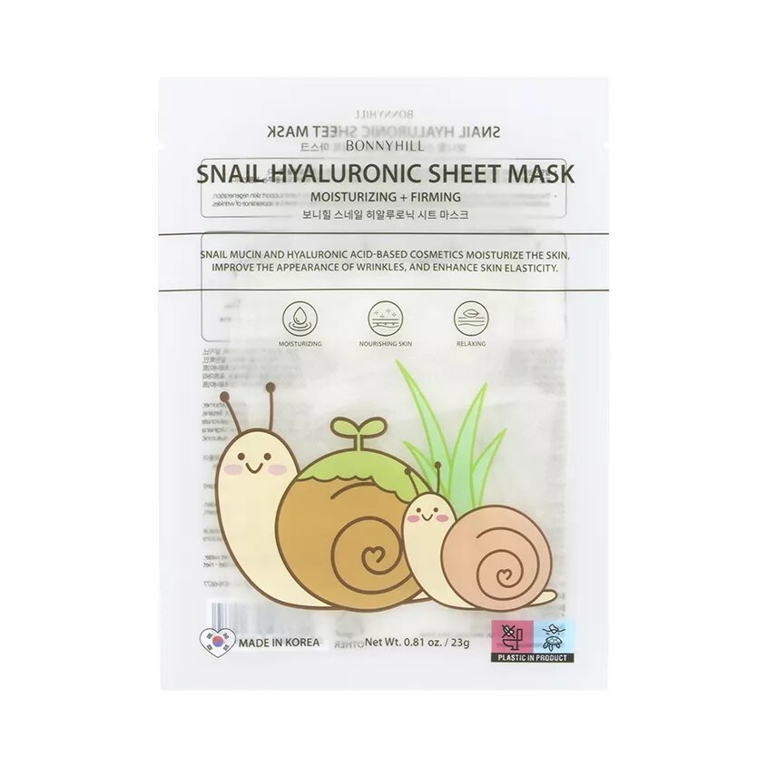 Маска для лица BONNYHILL с муцином улитки и гиалуроновой кислотой 23 гр