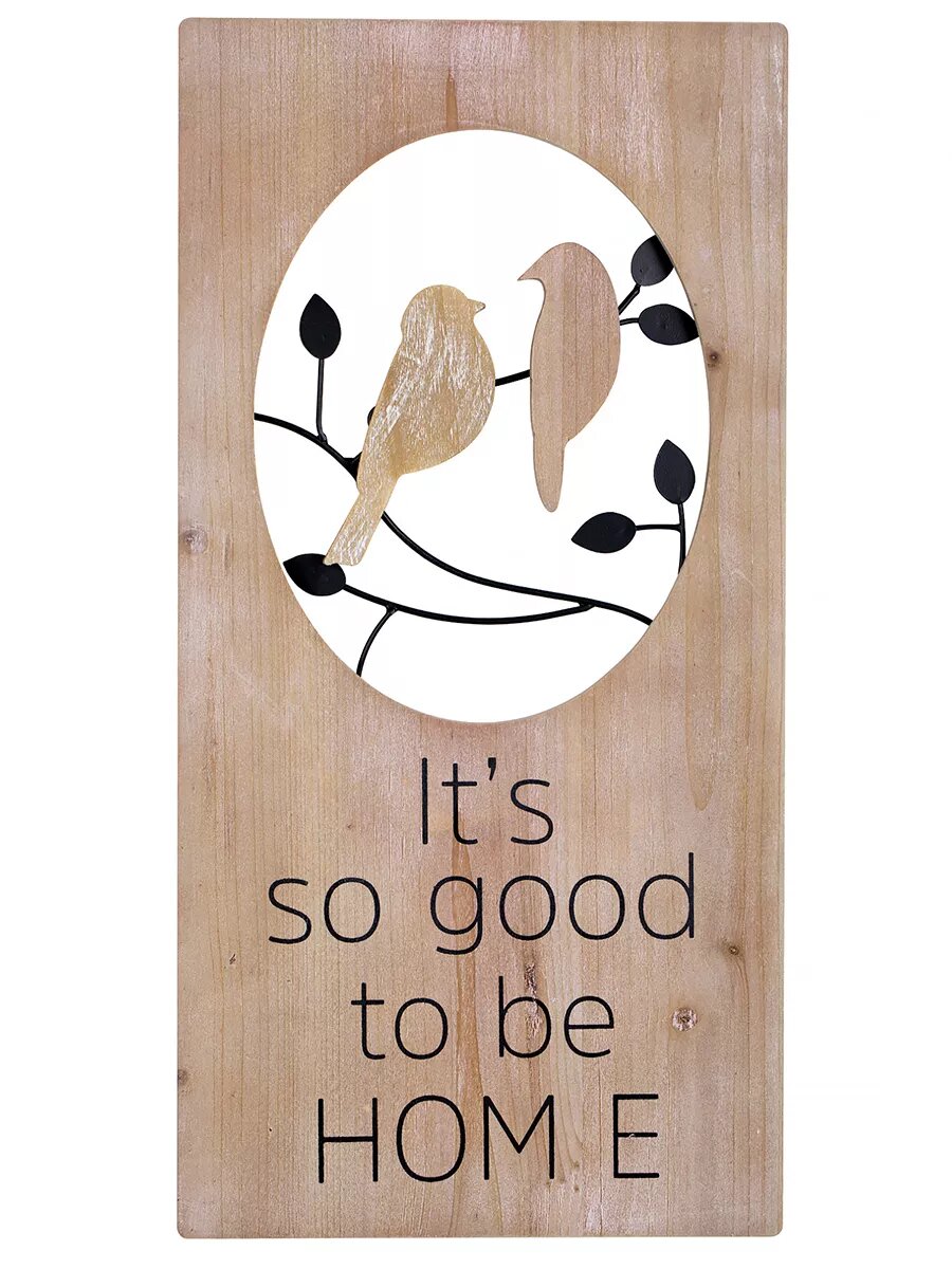 Панно настенное Glasar, Птички, 24х2х48 см, МДФ и металл