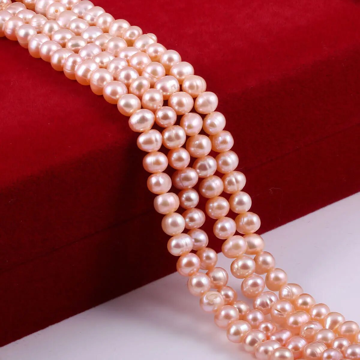 Натуральные пресноводные жемчуг бусины Розовый, 6-7mm, Pink