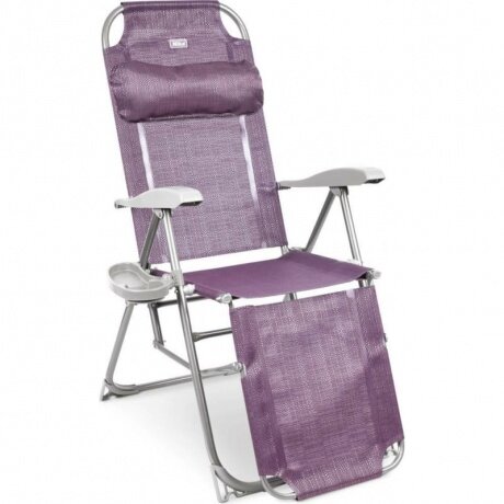 Кресло-шезлонг складное "Ника" с подн. и полкой КШ3/1 баклажан