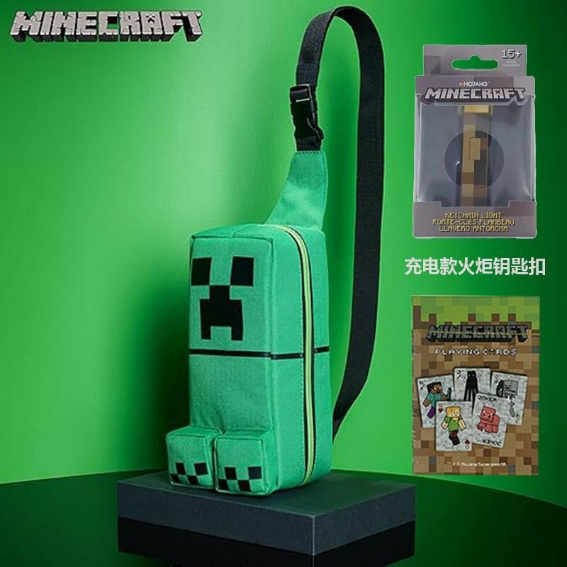 Рюкзак с товаром Minecraft, сумка через плечо с крипером, серый волк, мультяшная плюшевая сумка через плечо