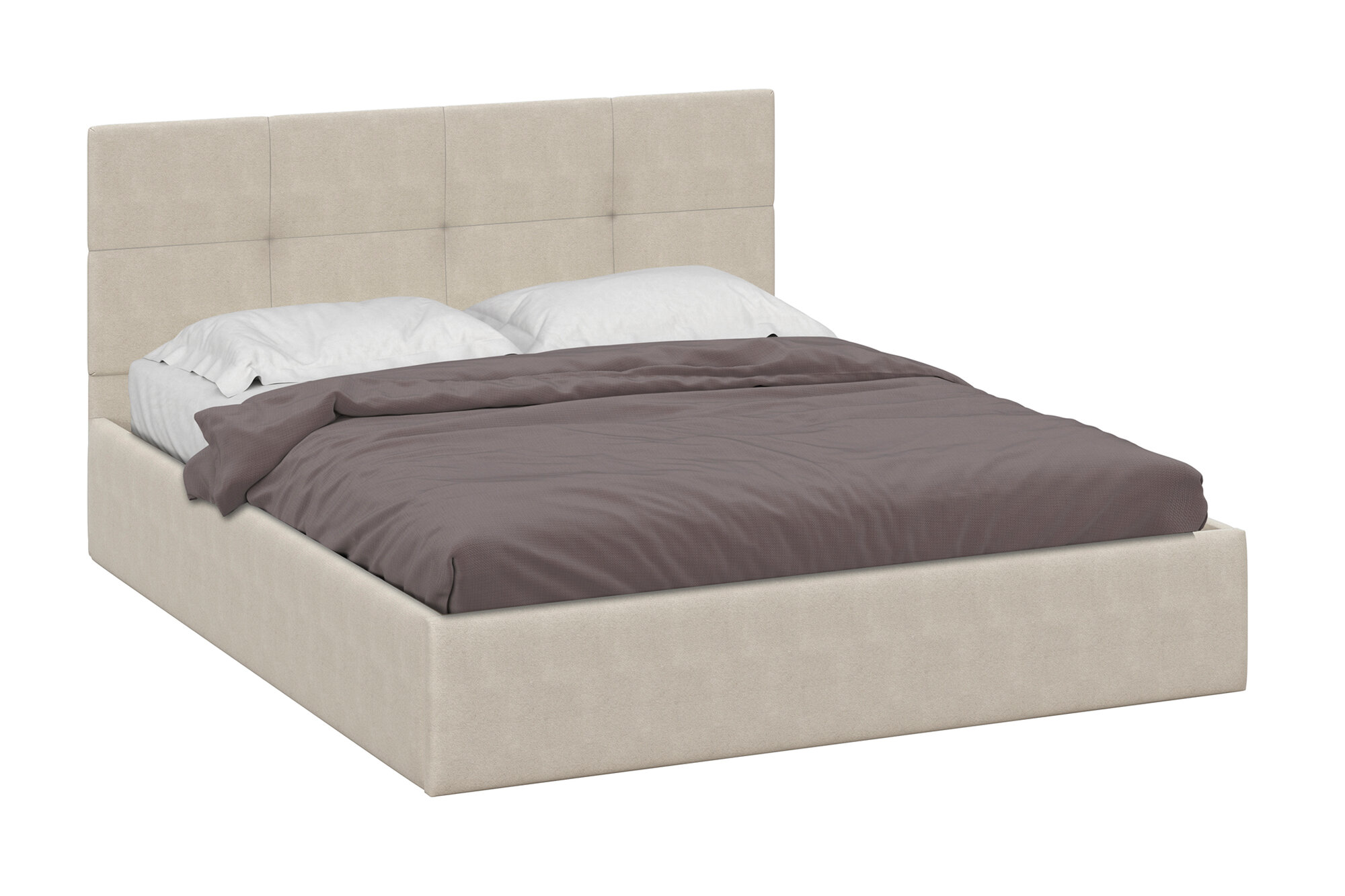 Кровать двуспальная Нонтон Веллум, 160x200 см, настил, велюр бежевый