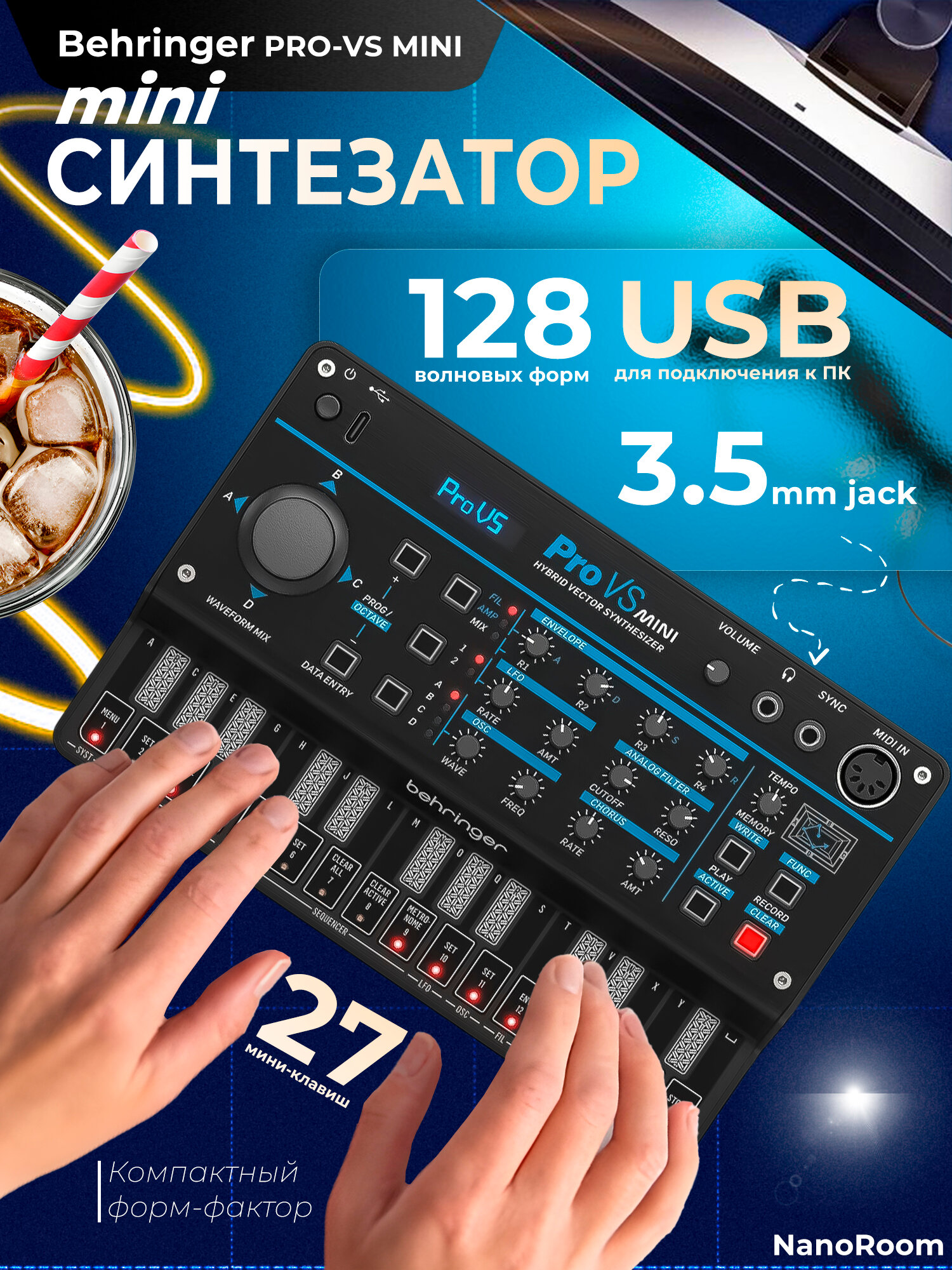 Цифровой портативный синтезатор Behringer Pro VS Mini, черный