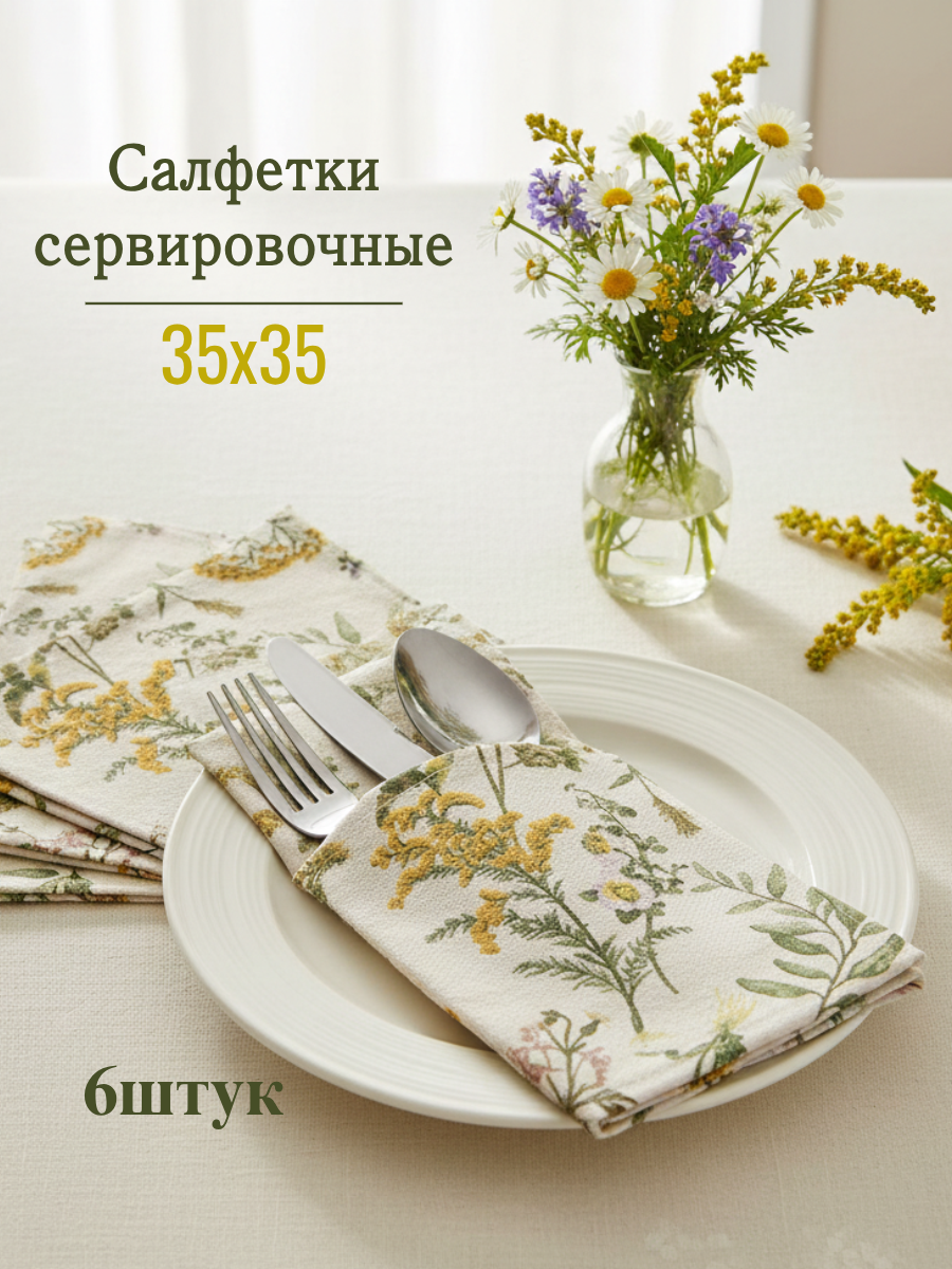 Набор салфеток декоративных 35х35 (6 шт.) Радушная хозяйка, Хербал