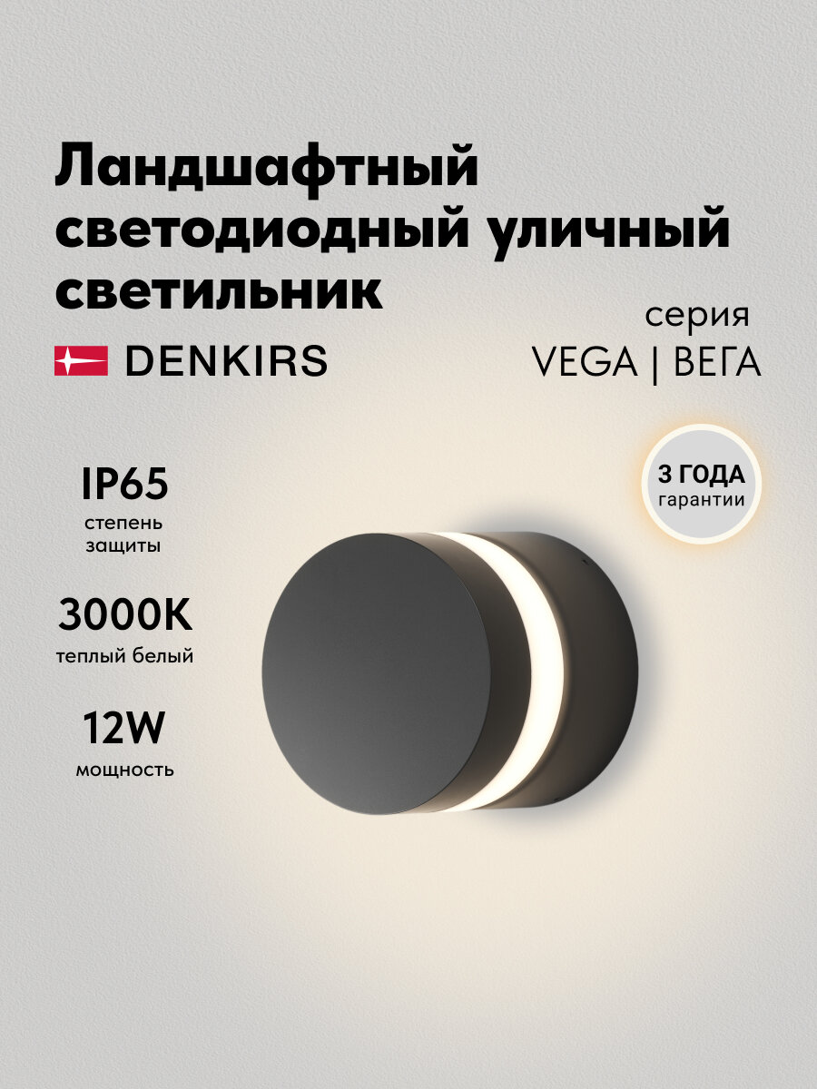 Настенный светодиодный уличный светильник VEGA DK9810-BK черный белый