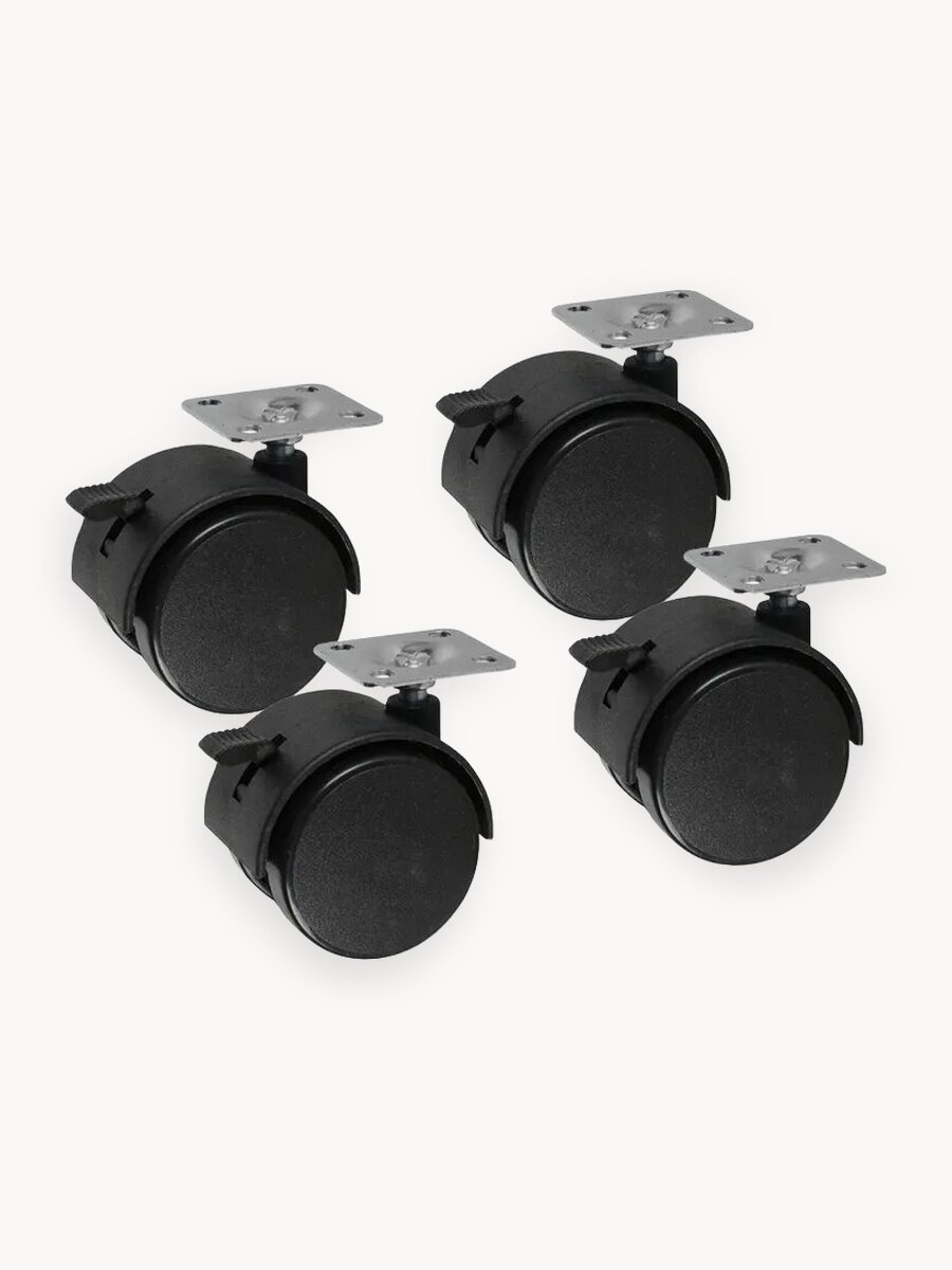 Комплект из 4 шт. колёсная опора d50, со стопором, площадка 38х38, KLS-01-D50-B