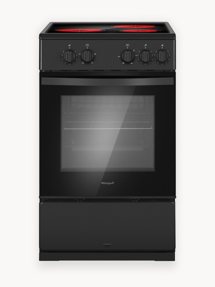 Электрическая плита Weissgauff WESM 5140 B, объем 55 литров, 3 Hi-Light конфорки