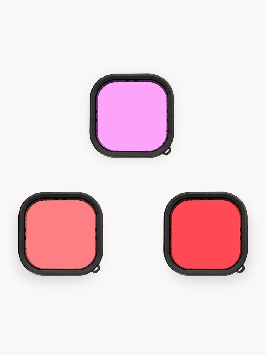 Фильтры для подводной съёмки для GoPro 8 9 10 11 : красный red, пурпурный magenta, фиолетовый purple, 3 шт.