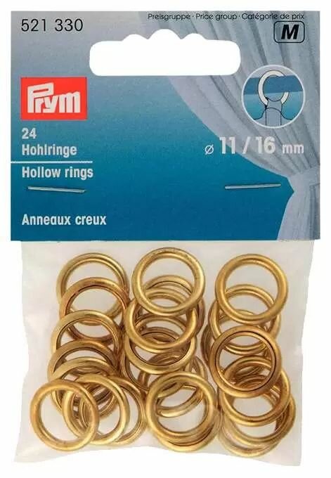 Кольца для штор, 16мм, золотистые PRYM 521330