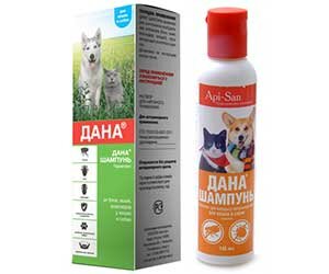 Дана шампунь от блох и клещей для кошек и собак 145мл apicenna