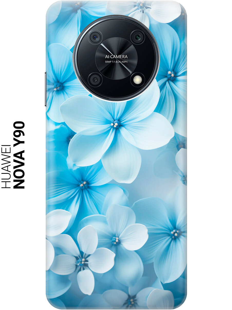 Силиконовый чехол на Huawei nova Y90 / Хуавей Нова У90 с рисунком "Бело-голубые цветы"