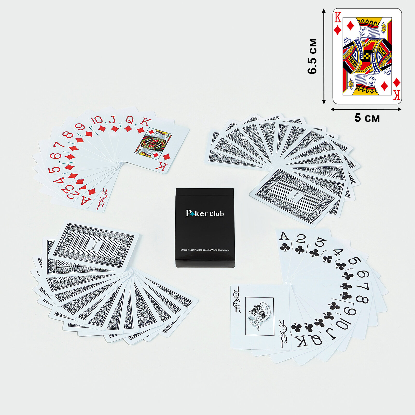 Игральные карты "Poker club", пластиковые, синяя рубашка 4379971