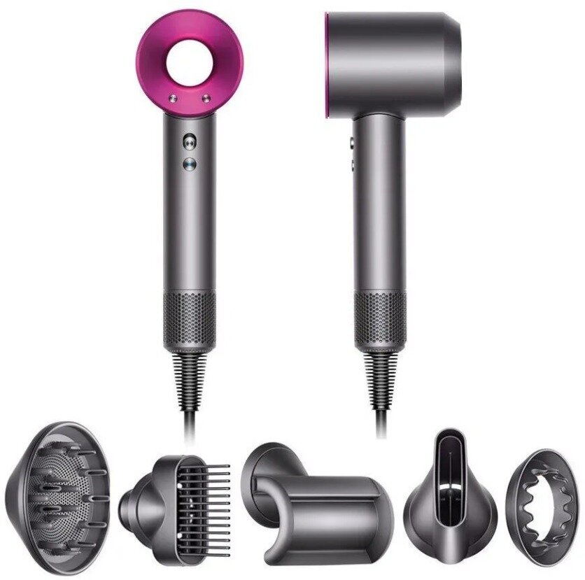 Фен для волос профессиональный/ Супер фен для укладки волос/ Фен стайлер 5 в 1/ Premium/ 5 магнитных насадок/ ионизация