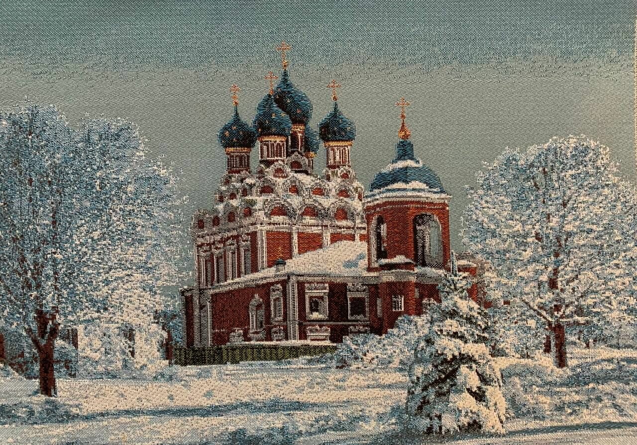Гобелен, гобелен без рамы 34х48 см / "Храм Тихвинской иконы Божией Матери"