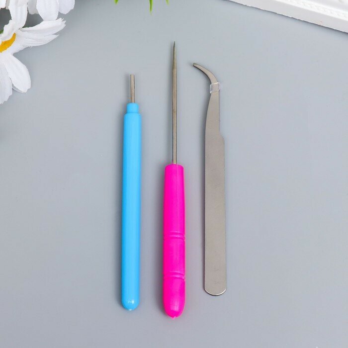 Набор инструментов для квиллинга 3 предмета: инструмент разрез 0,7 см, шило и пинцет 10 см 704888