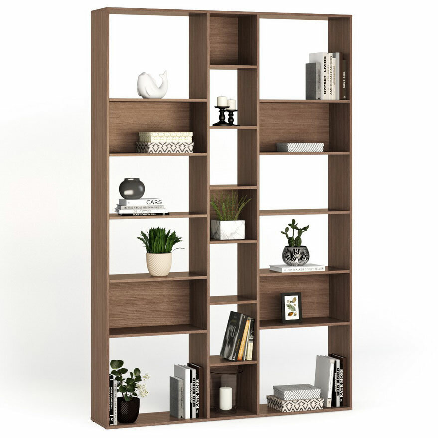 Стеллаж перегородка для зонирования комнаты 1841х220х2237 мм МагМебель №4 ясень шимо тёмный