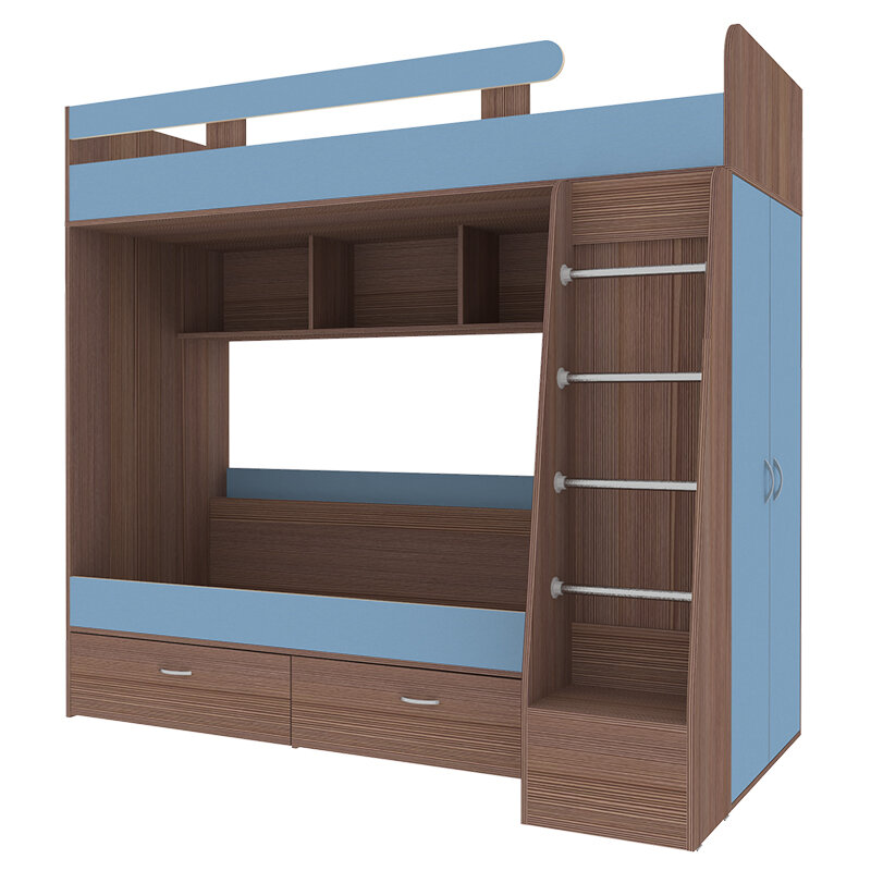 Двухъярусная кровать Юниор 6 Бодего Темный - Светло Синий/Голубой