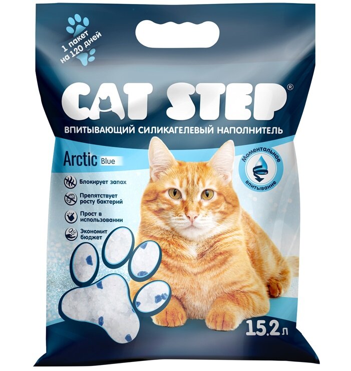 Cat Step Силикагелевый наполнитель , 15,2 л, 7 кг 7 кг