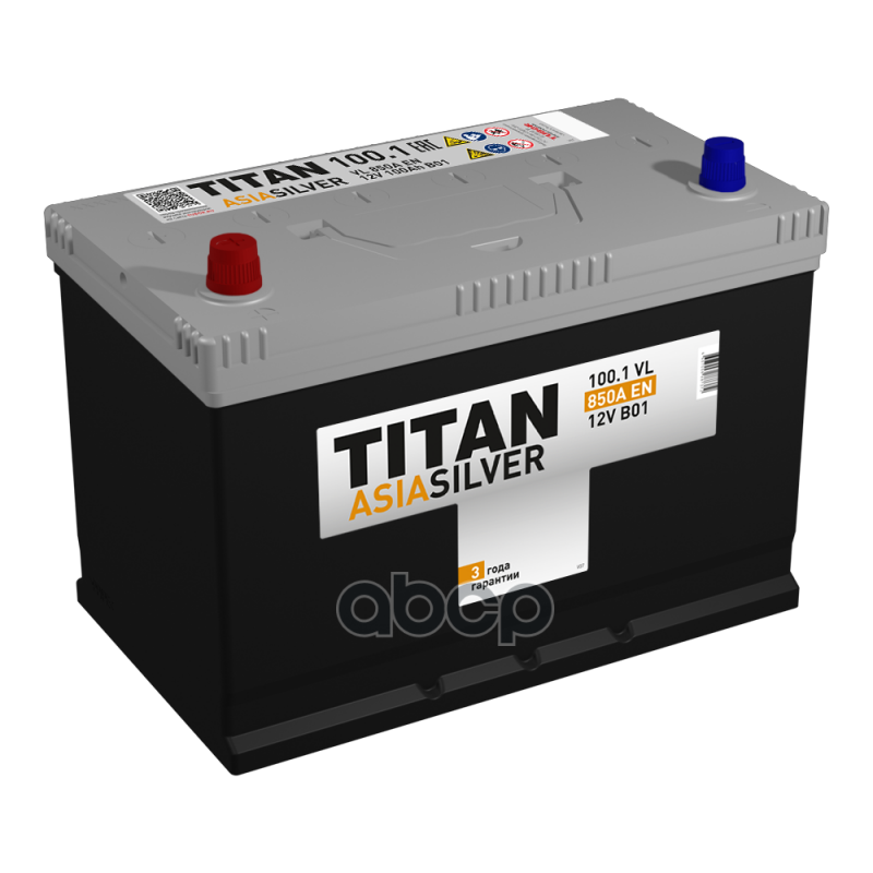 Аккумулятор TITAN ASIASILVER 12V 100Ah 850A (L+) 304х175х221 23кг TITAN арт. 4607008887372