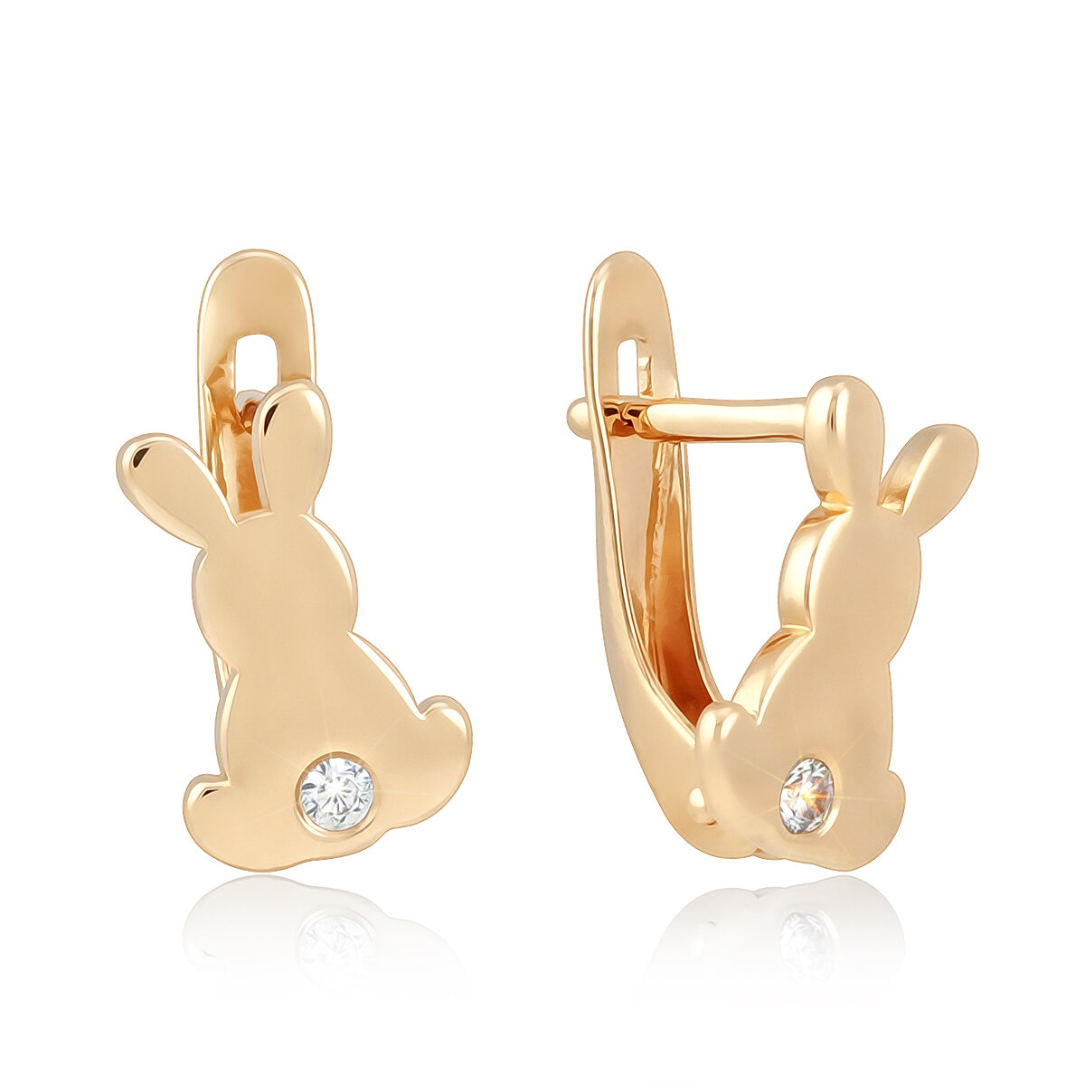 Серьги, красное золото, 585 проба, фианит