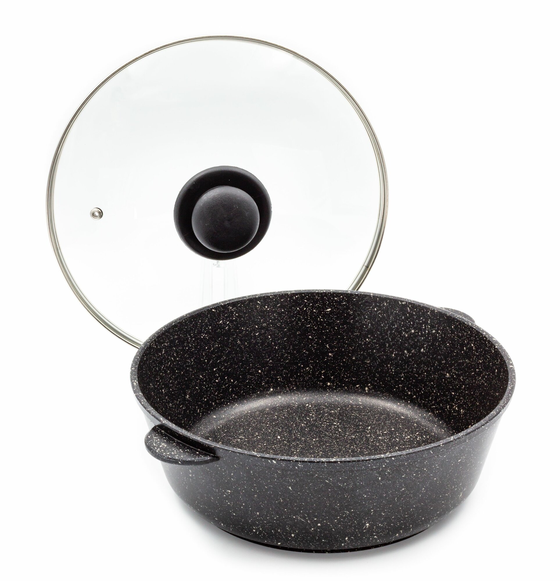 Жаровня 26 см (3л.) с крышкой из литого алюминия ЭКО гранитное антипригарное покрытие HomeWay