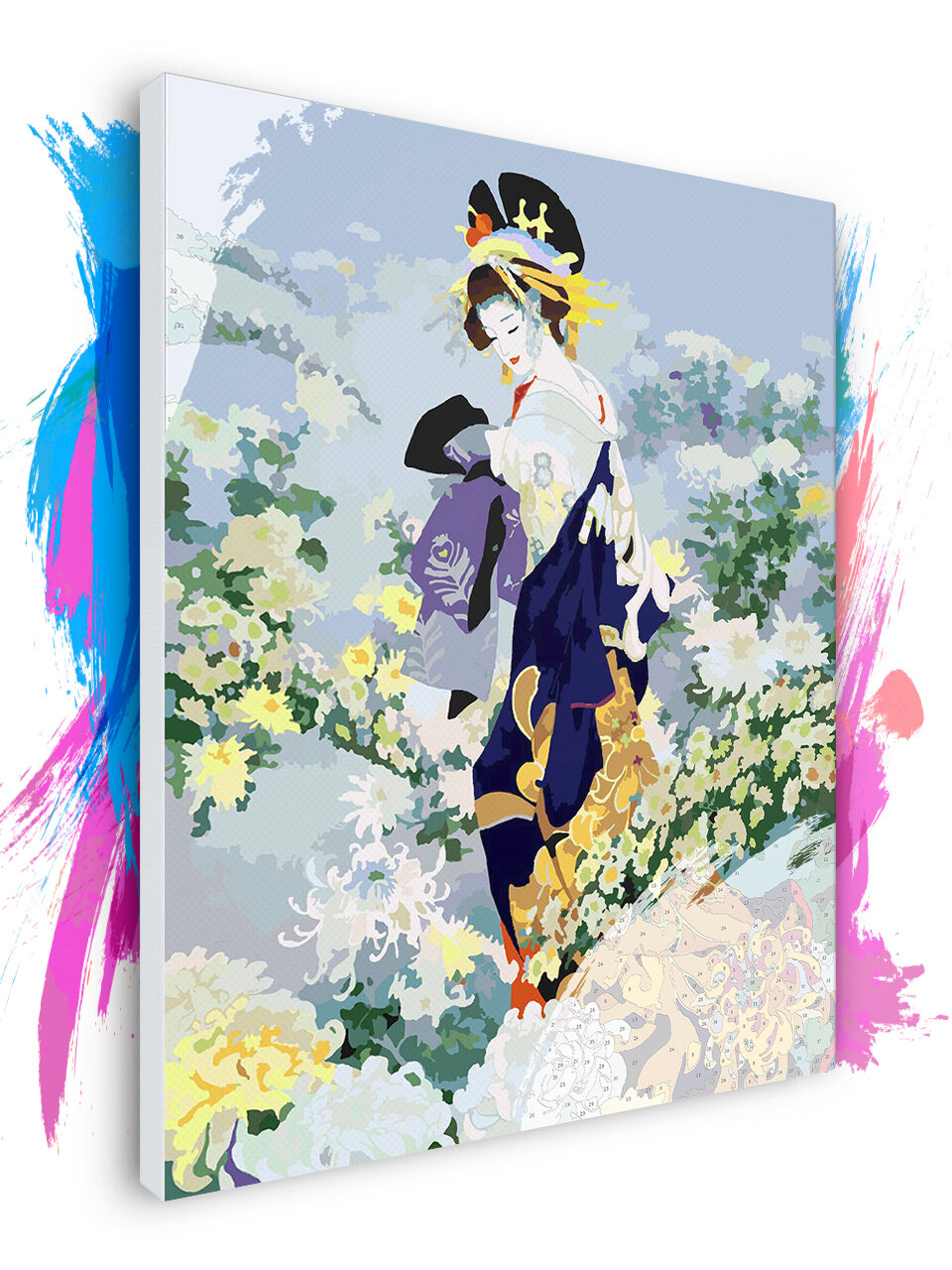 Картина по номерам на холсте Японская Гейша, 40 х 60 см
