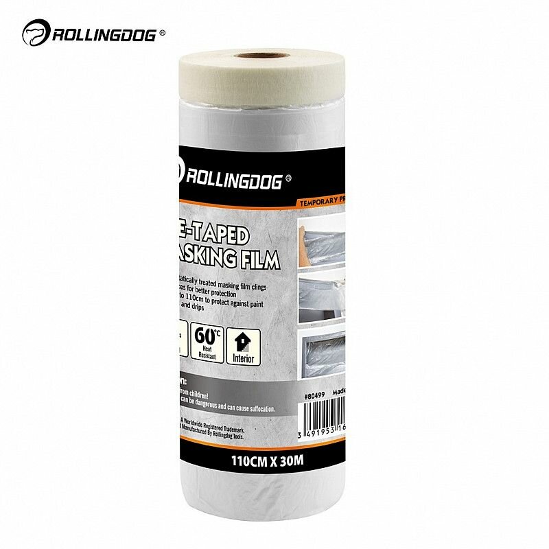 Укрывная пленка на малярной ленте ROLLINGDOG 30М Х 1,1М