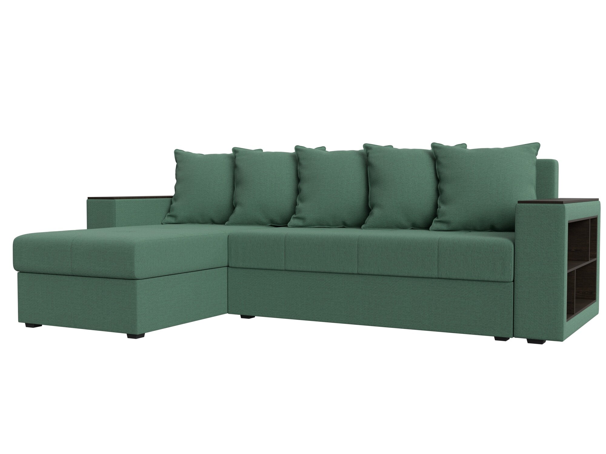 Диван угловой Дубай Лайт левый угол, рогожка Амур зеленый