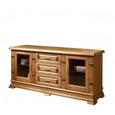 Тумба Верди рианна 115 из массива сосны 150х40х60 см, классический орех 2, 3 ящика