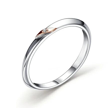 Кольцо тонкое АЛЬКОР, серебро, 925 проба, бриллиант