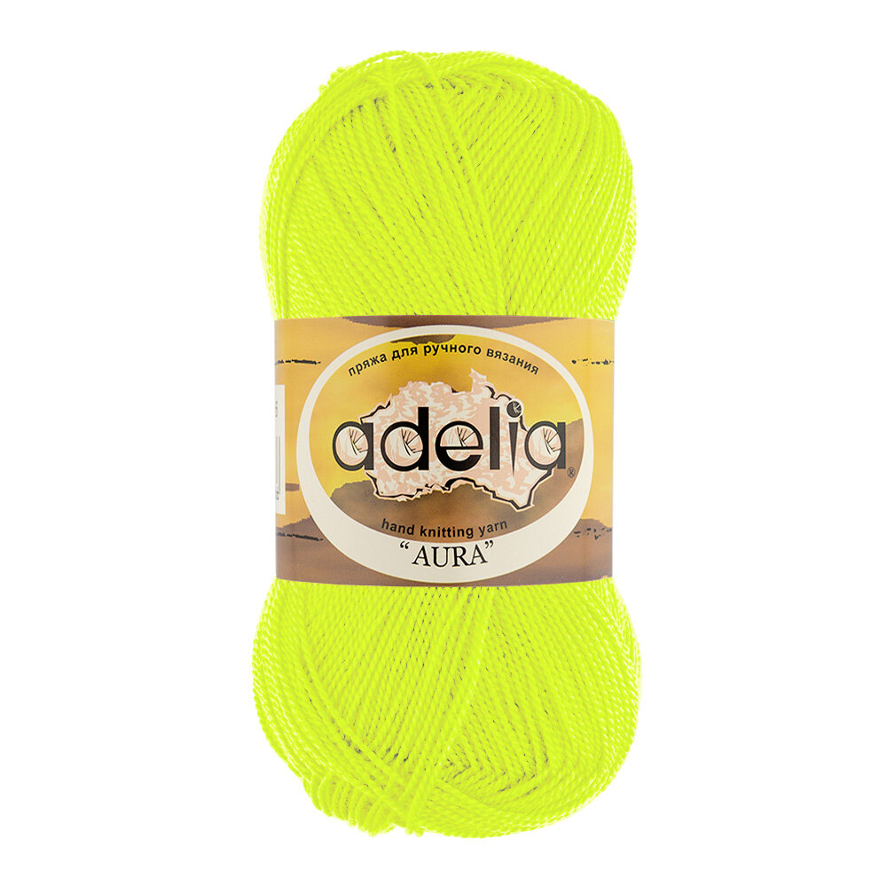 Пряжа ADELIA "AURA" 100% акрил 50 г 250 м №112 неон. желтый