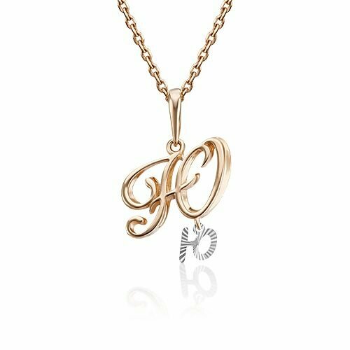 Подвеска, комбинированное золото, 585 проба, родирование