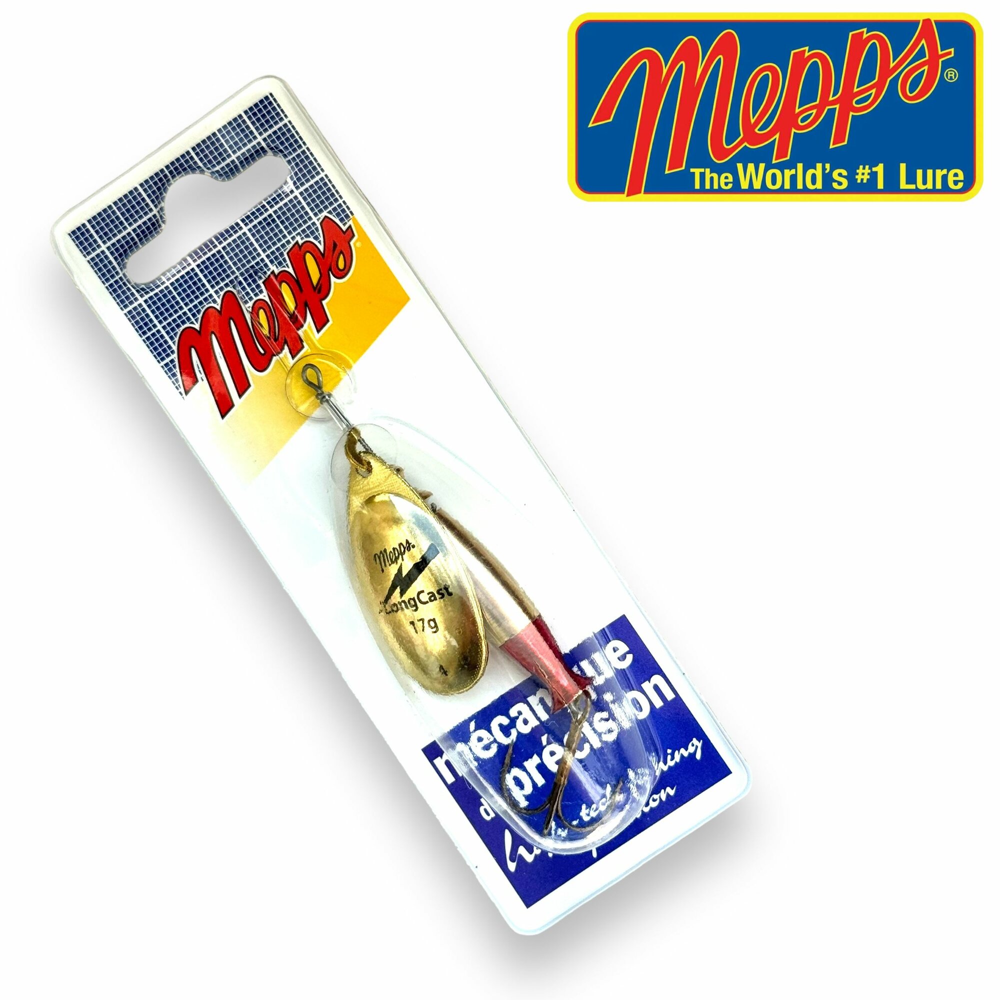 Блесна вращающаяся MEPPS "Aglia Long Cast OR" №4, вес 17 г, блистер, приманка на щуку, окуня, жереха