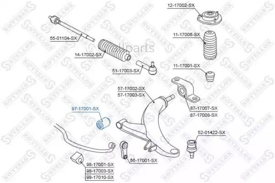 STELLOX 8717001SX сайлентблок рычага пер!\Subaru Impreza G10 93-00/Legasy 89>/Forester 98-02