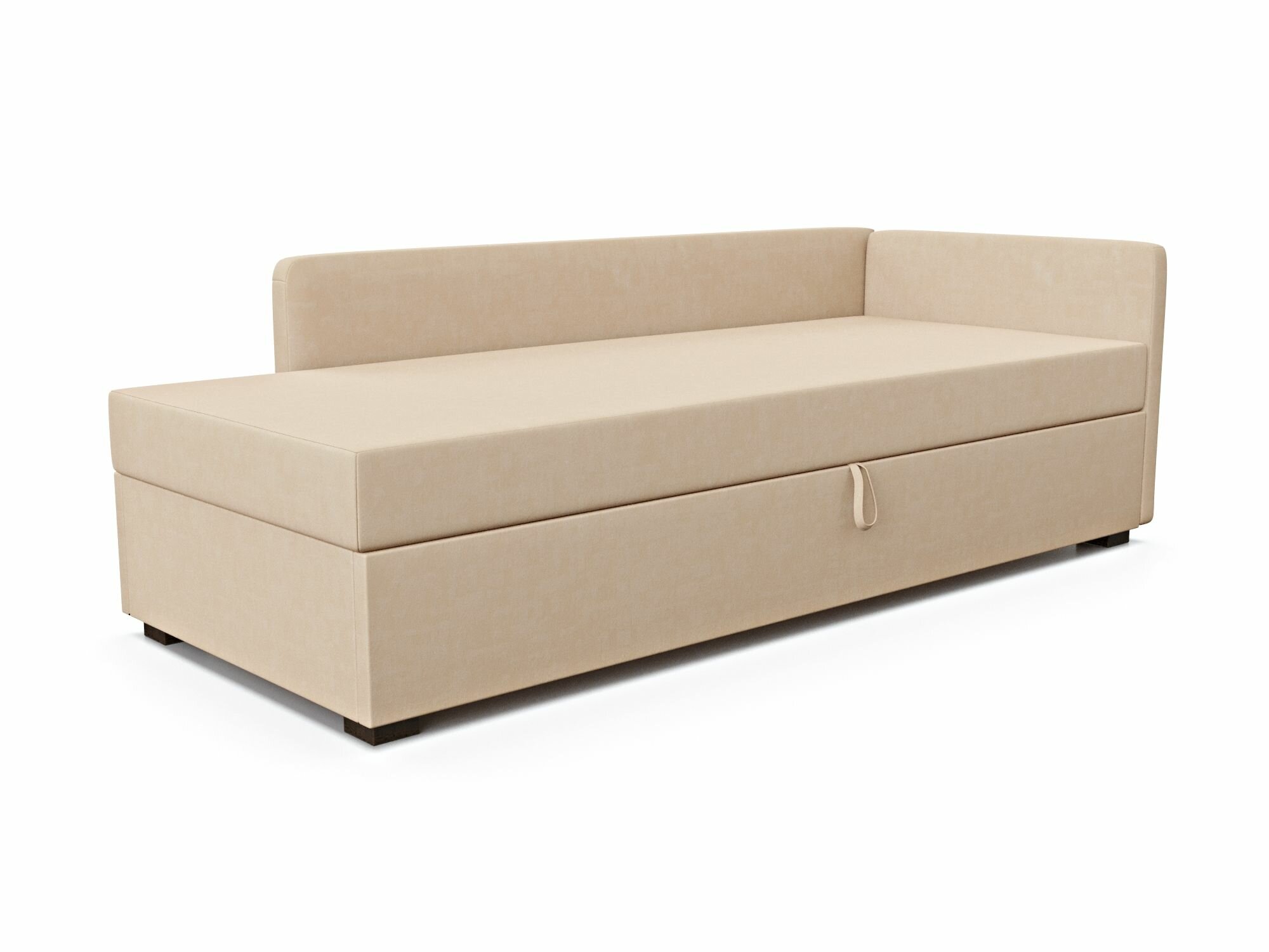 Прямой диван кушетка Arsko Велес правый, бежевый, велюр, трехместный, в офис, в салон красоты, скандинавский лофт