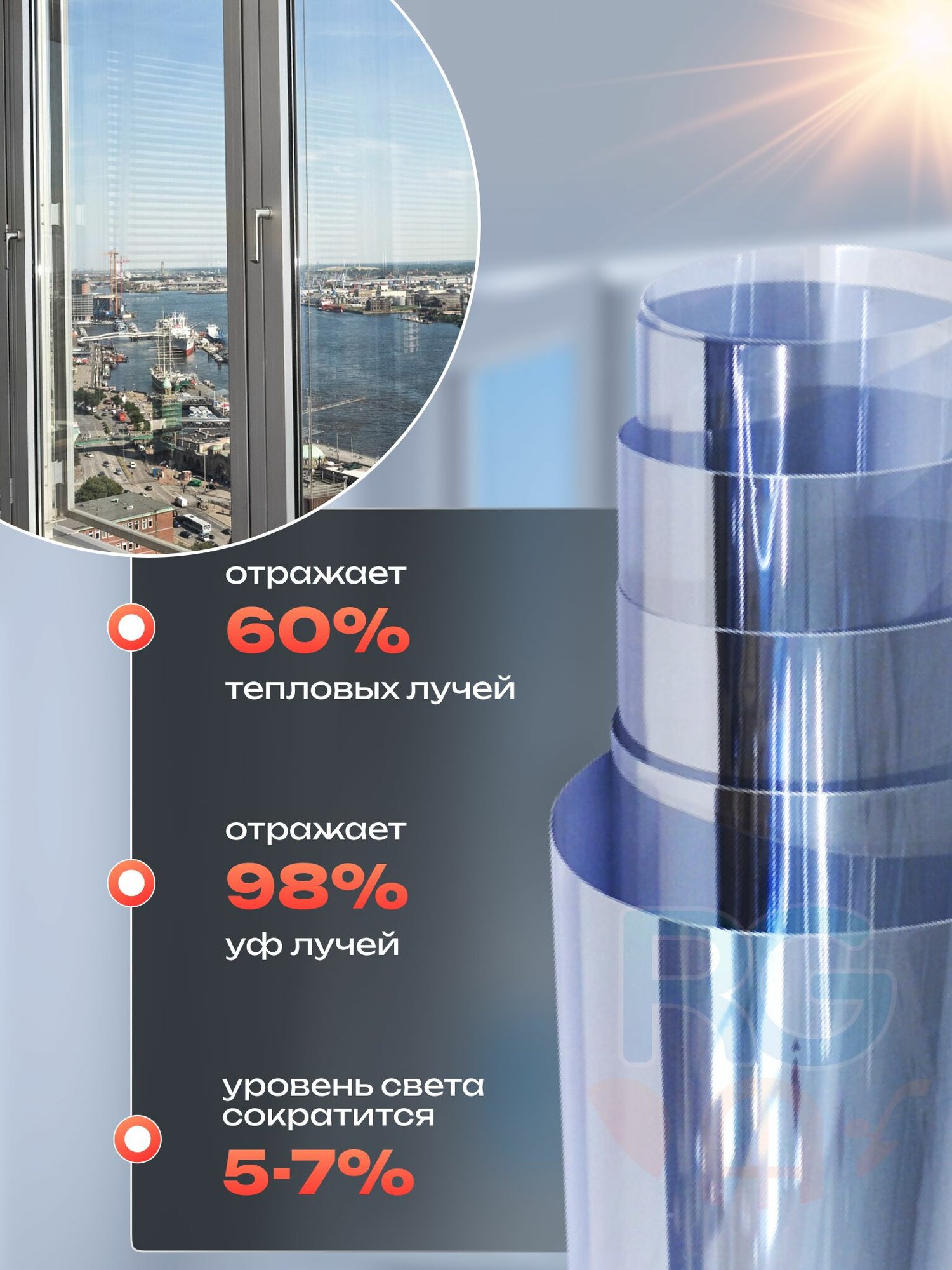 Пленка на окно теплосберегающая. Атермальная пленка для окон прозрачная NANO 60 - 75x200см