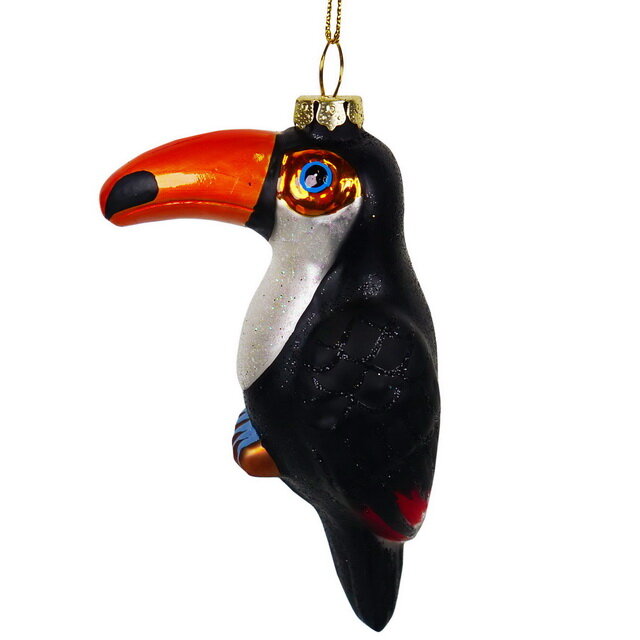 Стеклянная елочная игрушка Тукан Брукс 11 см, подвеска, Kurts Adler, ZCI4255
