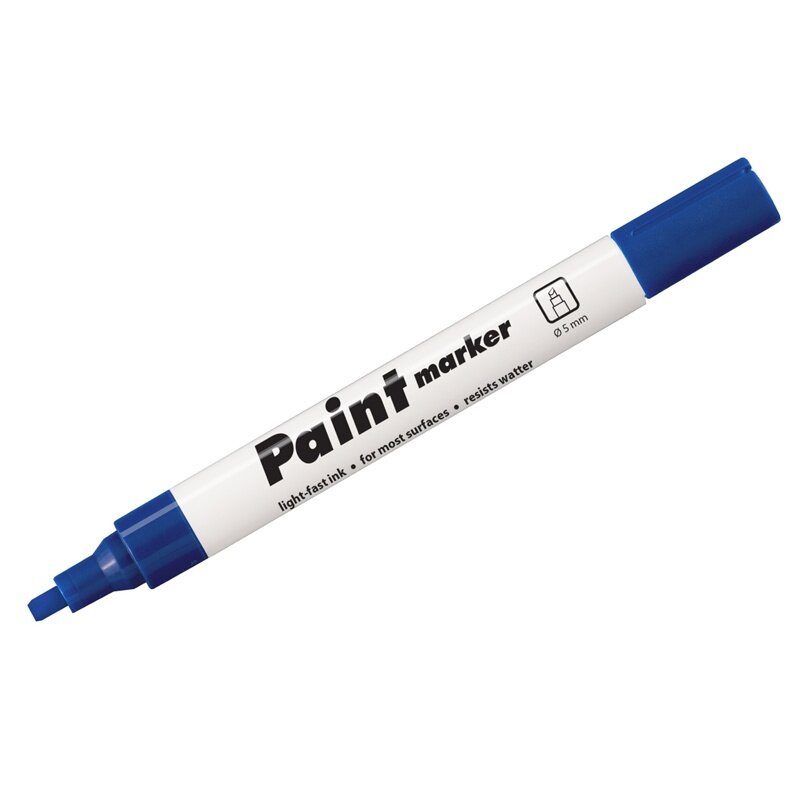 Маркер-краска Centropen "Paint Marker 9100", синяя, клиновидный, 5 мм, лаковый, блистер (591009906)