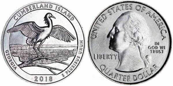 США 25 центов 2018 Квотеры Парки США 44 - Национальное побережье острова Кумберленд