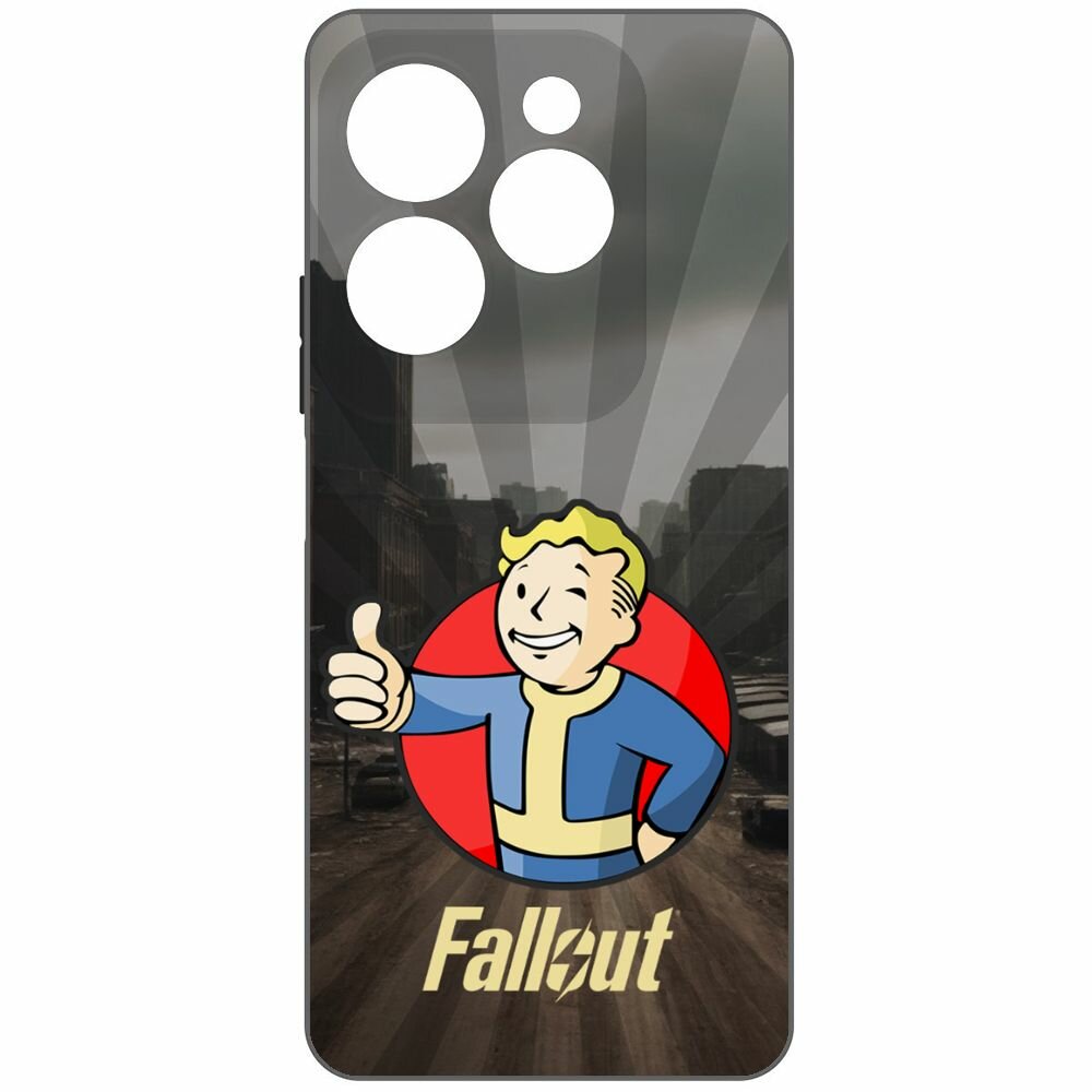 Чехол-накладка Krutoff Soft Case Фоллаут (Fallout) - Волт-бой для INFINIX Hot 40 Pro черный