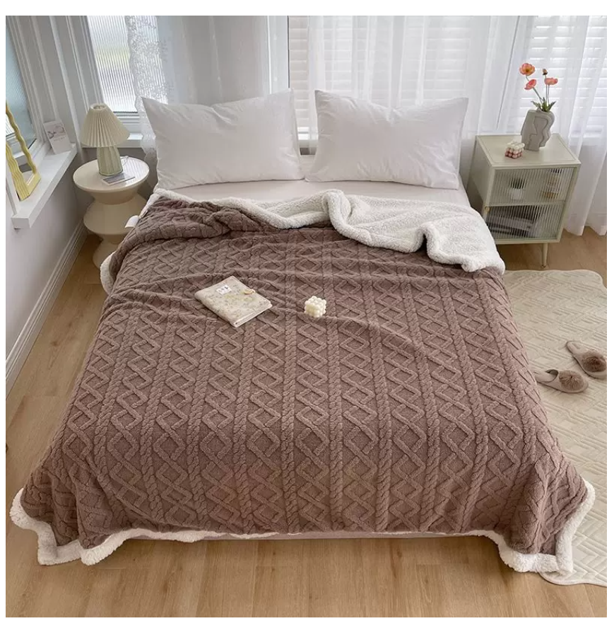 Мягкий двусторонний плед Евро 200х230, коричневый