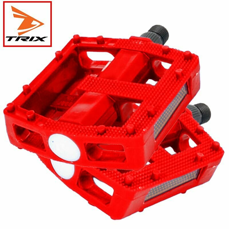 Педали TRIX PLATFORM пластиковые, 115x95мм, резьба 9/16", с шипами, красные